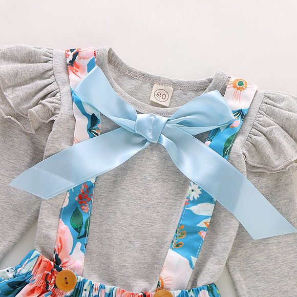 Matching Sets | Girls Blue Floral Suspender Skirt Outfit Set | Poshmark